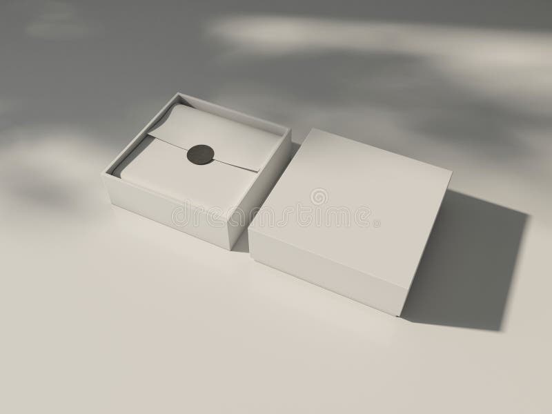 Two Square White Boxes Mockup with White Wrapping Paper on Table Stock ...