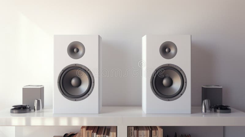 Two Square White Canvas Mockups Hanging on the Wall, Hi Fi Micro System ...