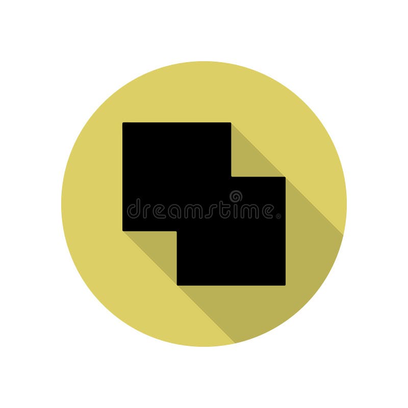 Two Squares of Intersecting Long Shadow Icon. Simple Glyph, Flat Vector ...