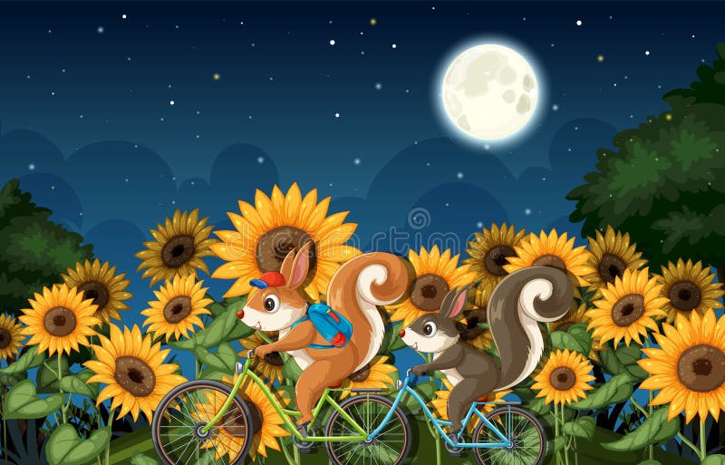 Two squirrels ride bikes stock illustration. Illustration of ...