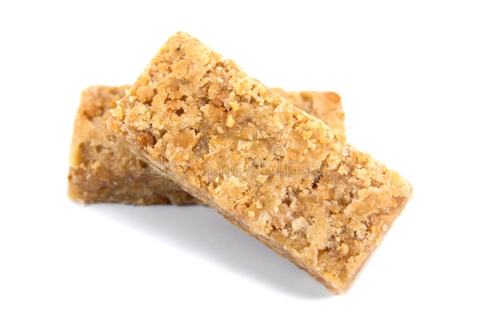 It is Two Stack of Caramel Ground Peanuts Bar Isolated on White ...