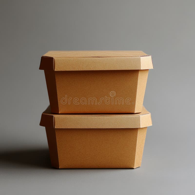 Two Stacked Cardboard Boxes Against a Neutral Background. Stock Photo ...