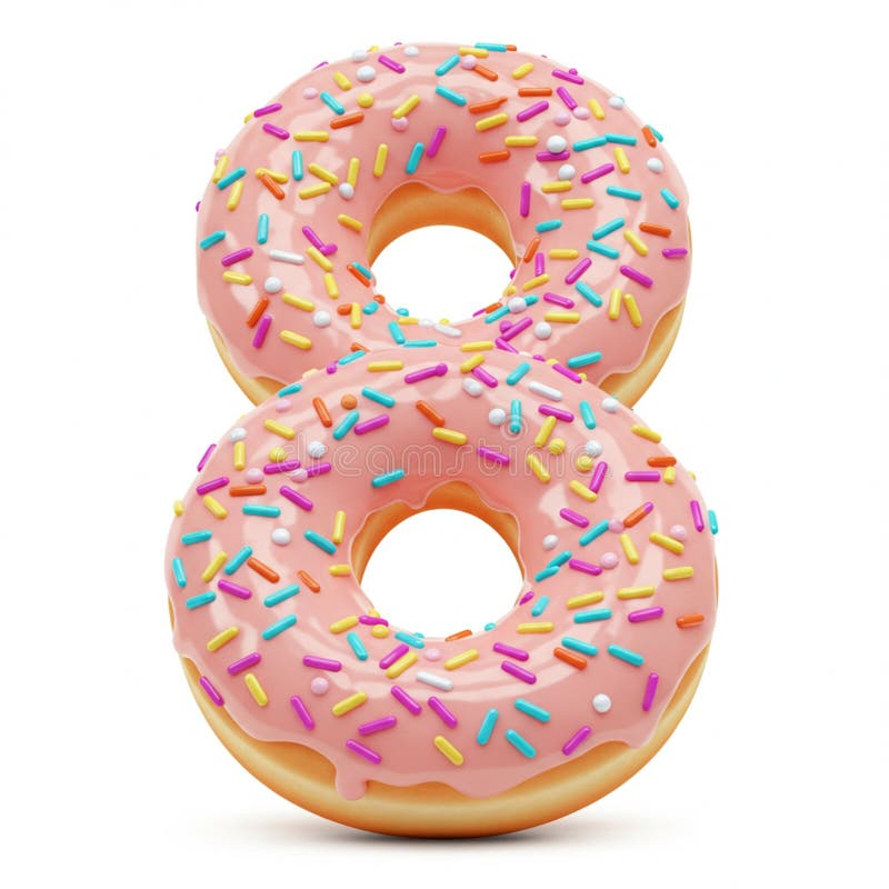 Two Stacked Donuts Form the Shape of the Number Eight. they are Covered ...