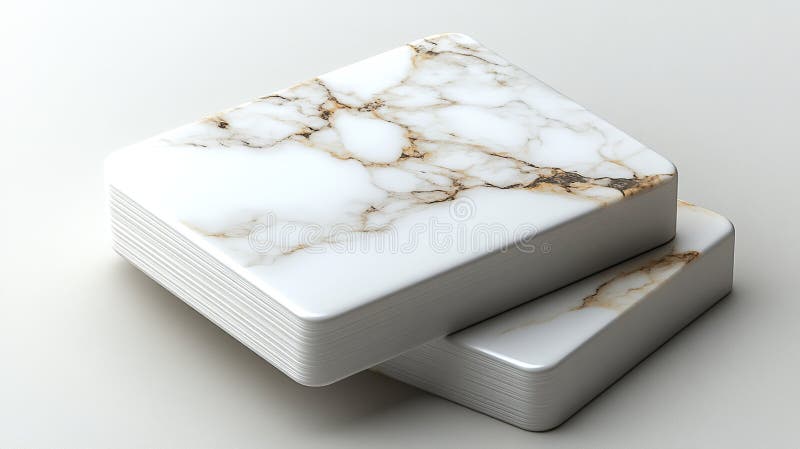 Two Stacked Square Marble Slabs with a White Background Stock ...