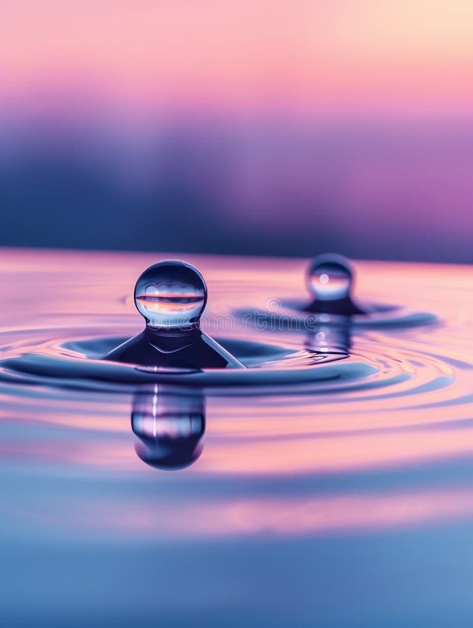 Two Stacked Water Droplets in Liquid, AI-generated. Stock Illustration ...