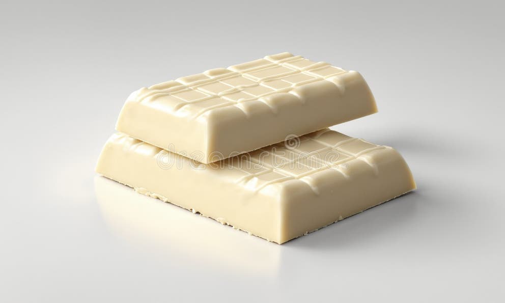 Two Stacked White Chocolate Bars with Embossed Grid Pattern Stock ...