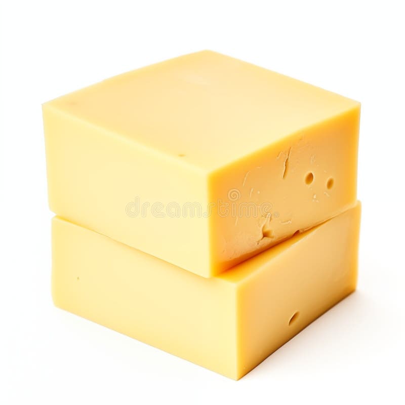 Two Stacked Yellow Cheese Blocks on White Background Stock Illustration ...