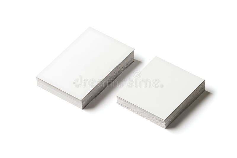 Two Stacks of Blank Paper, One Rectangular, One Square, Isolated on ...
