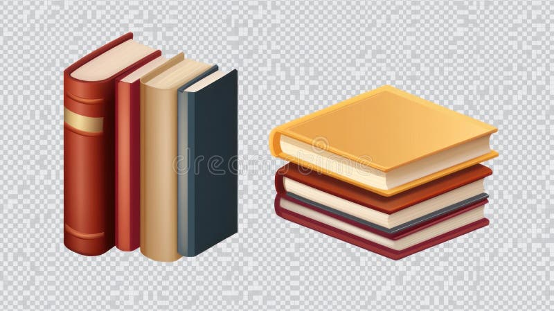 Two Stacks of Books, One Vertical, One Horizontal, Isolated on ...