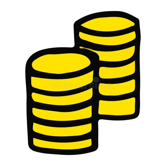 Two Stacks of Coins Hand Drawn Doodle Isolated Stock Vector ...