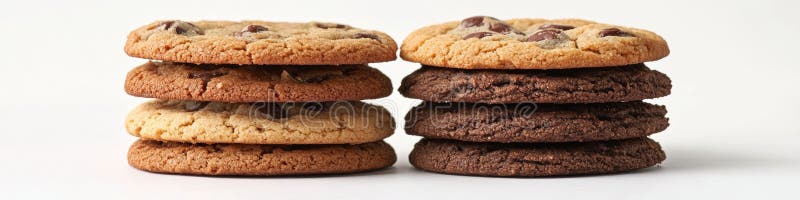 Two Stacks, Different Flavors a Close-Up of Chocolate Chip and Oatmeal ...