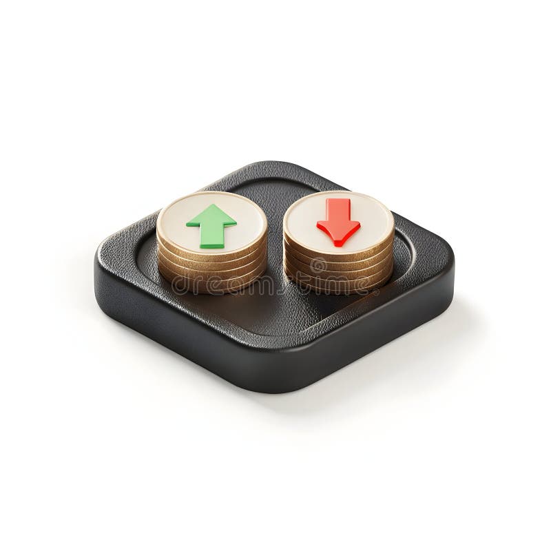 Gold Coins with Directional Arrows Financial Market Stock Illustration ...
