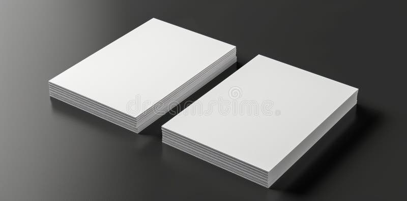 Two Stacks of Paper Sheets on Dark Surface with Plain Theme Stock ...