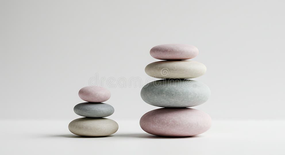 Balanced Pastel Stones: Small and Large Stacked Arrangements Stock ...