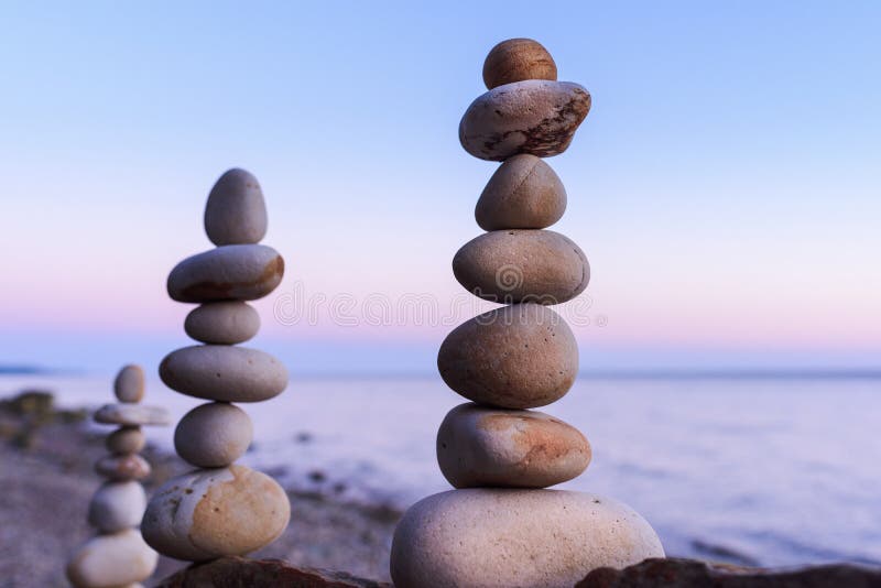 Two stacks of pebbles stock image. Image of accuracy - 60263895