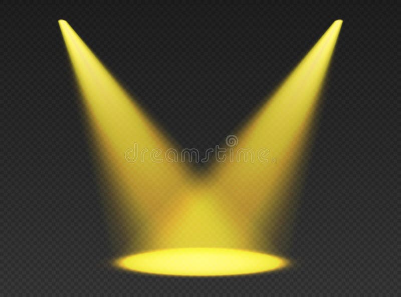 Two Stage Limelights. Yellow Cone Lights from Top with Darkened Edges ...