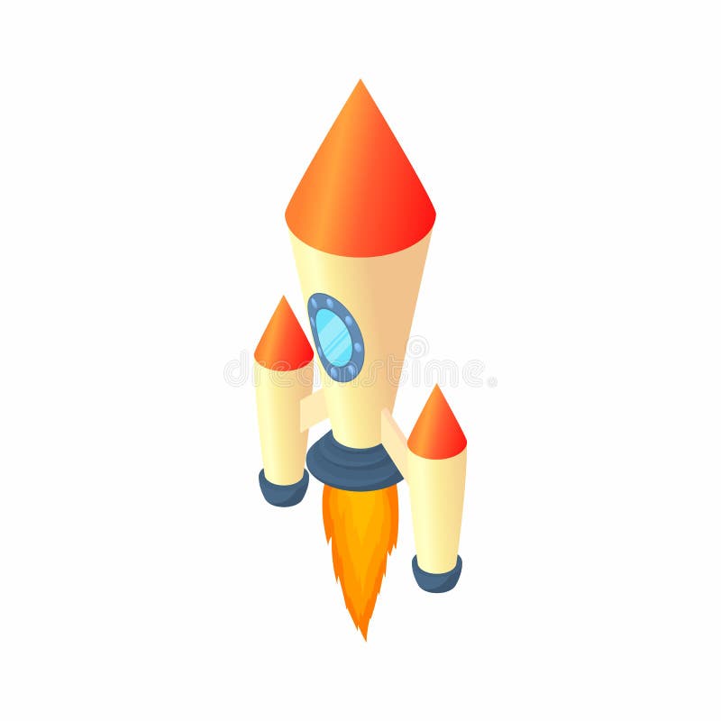 Two Stage Rocket Icon, Cartoon Style Stock Vector - Illustration of ...