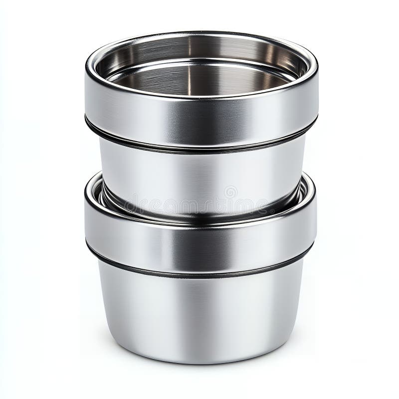 Two Stainless Steel Containers Stacked Together Stock Illustration ...