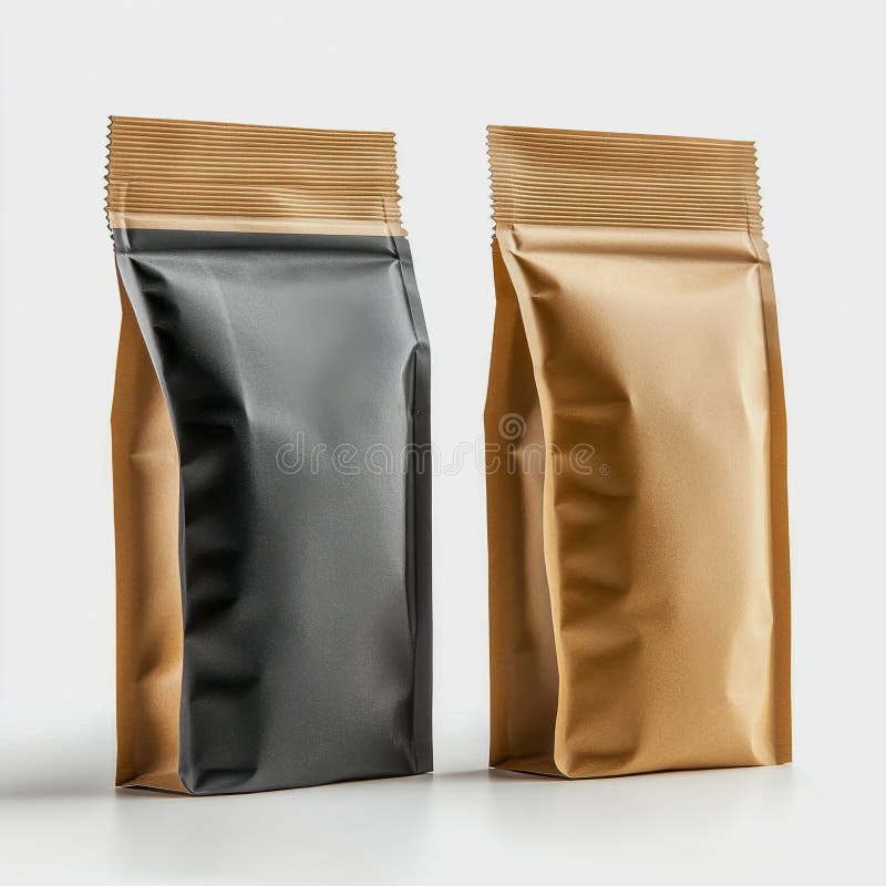 Two Stand-Up Pouches of Different Colors for Food Packaging Displayed ...