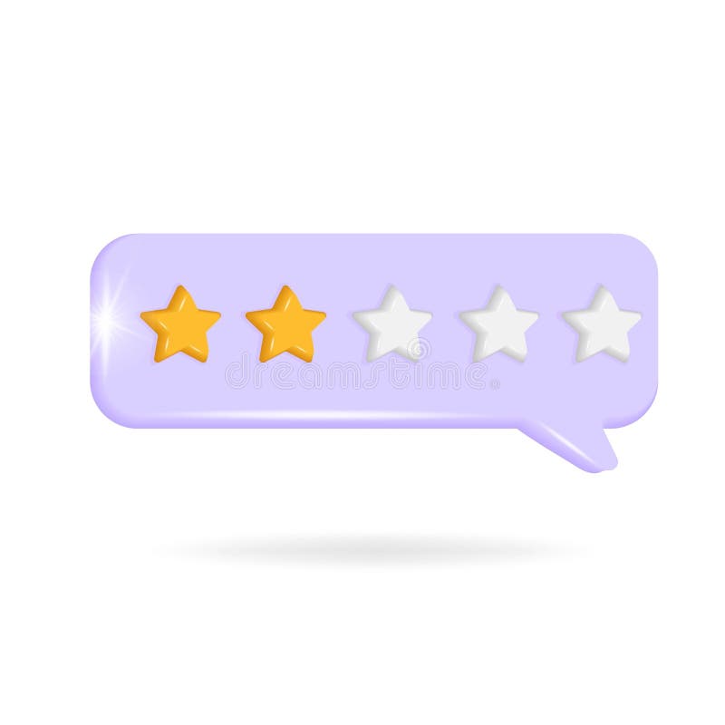 Two Star in Speech Bubble. Quality, Customer Rating, Feedback or ...