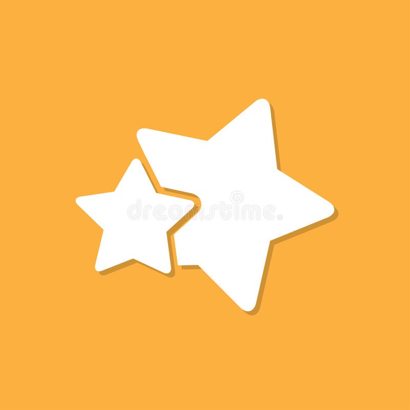 Two Stars Icon with Shadow in a Flat Design on a Orange Background ...