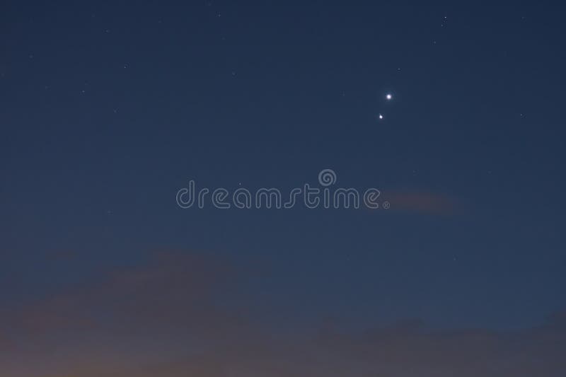 Two Stars Jupiter and Venus Shining Bright at the Sky Stock Photo ...