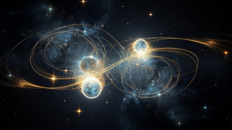 Two Stars Orbiting Each Other in the Space. Galaxy View Stock ...