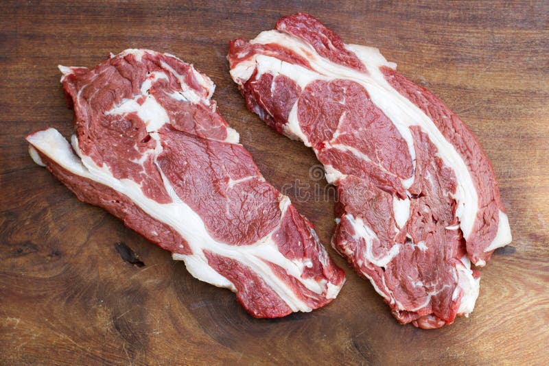 Two Steaks on a Wooden Kitchen Board Stock Image - Image of kitchen ...