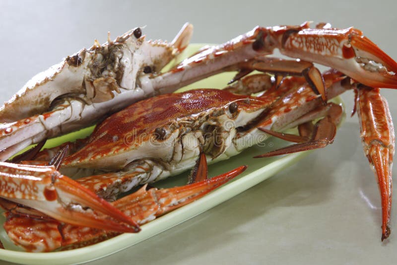 Two Steamed Red Crabs from the Philippines on a Platter Stock Image ...