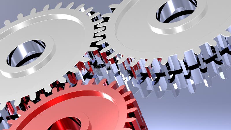 Two Steel Gears in Connection with Red One Stock Illustration ...
