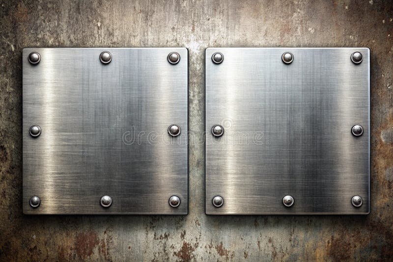 Two Steel Plates with Rivets Over Metal Background Stock Illustration ...