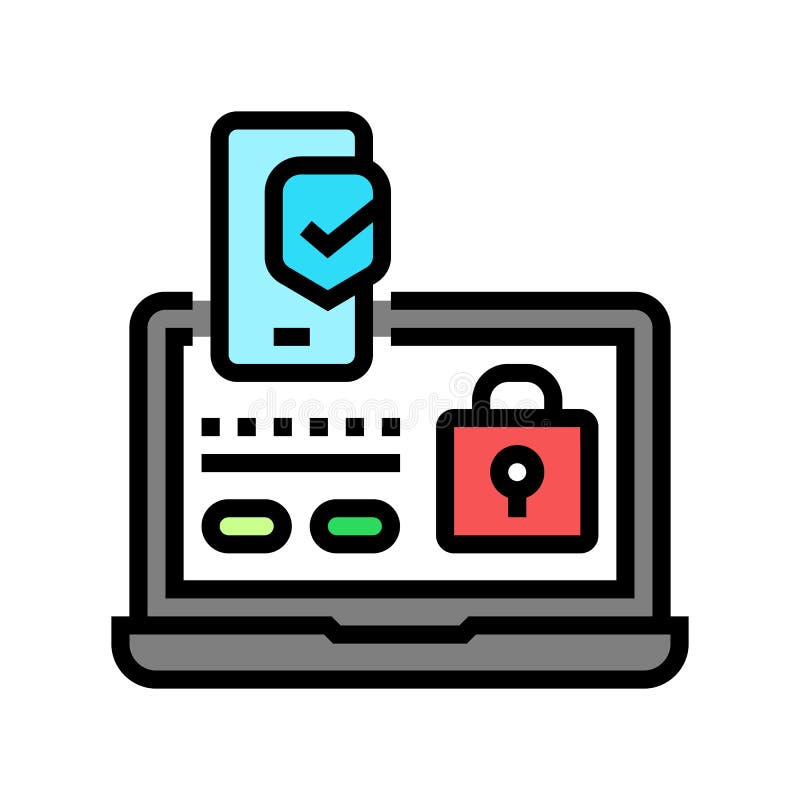 Two Step Authentication Color Icon Vector Illustration Stock