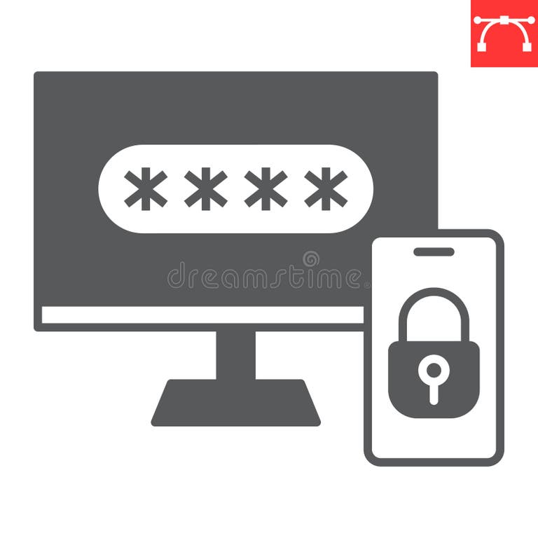 Two Step Authentication Glyph Icon, Security and Protection, 2FA Two ...