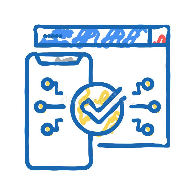 Two Step Authentication Icon Doodle Illustration Stock Vector ...