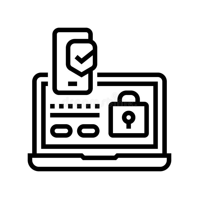 Two Step Authentication Line Icon Vector Illustration Stock Vector ...