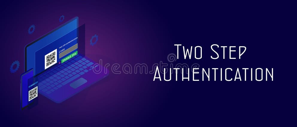 Two Step Authentication Secure Concept Enable 2fa 2 Steps Verification Password Code Stock