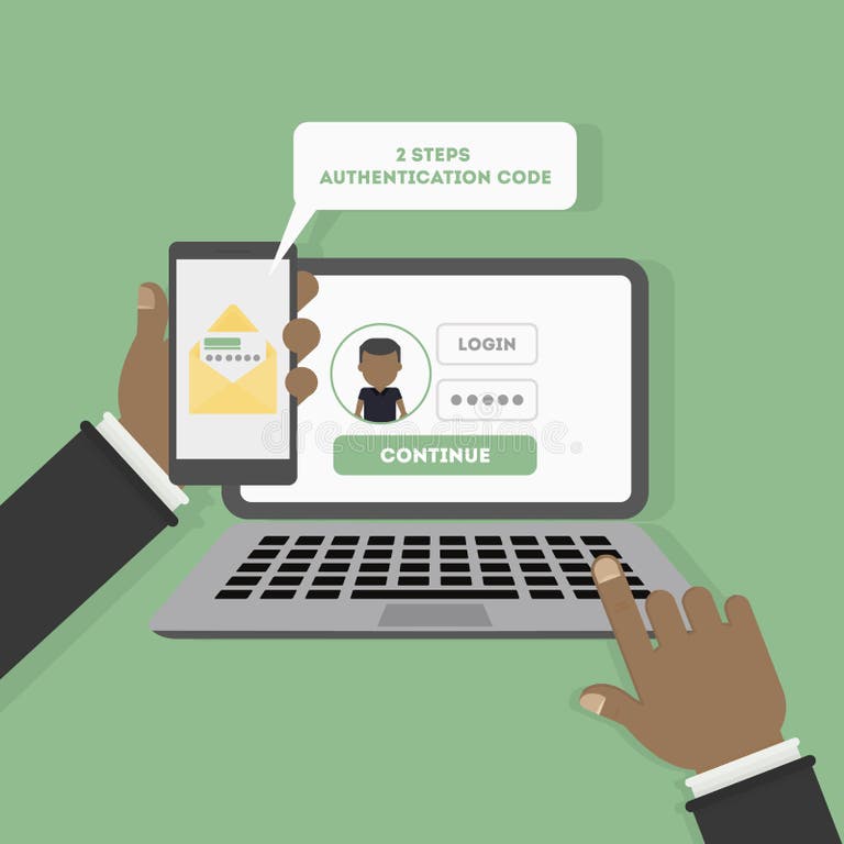 Two steps authentication. stock vector. Illustration of password - 86007437