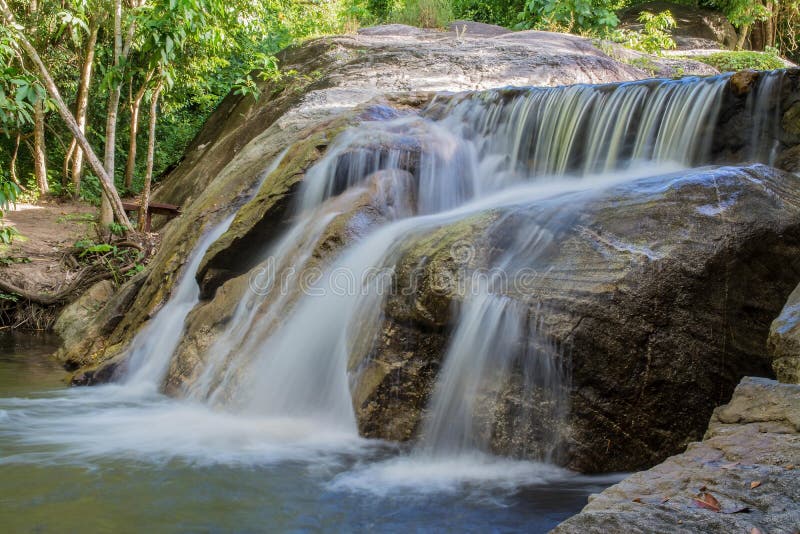 Two Steps Flowing Waterfall Stock Image - Image of park, motion: 44737121
