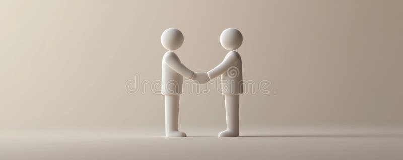 Two Stick Figures Shaking Hands on a Beige Background Stock Image ...