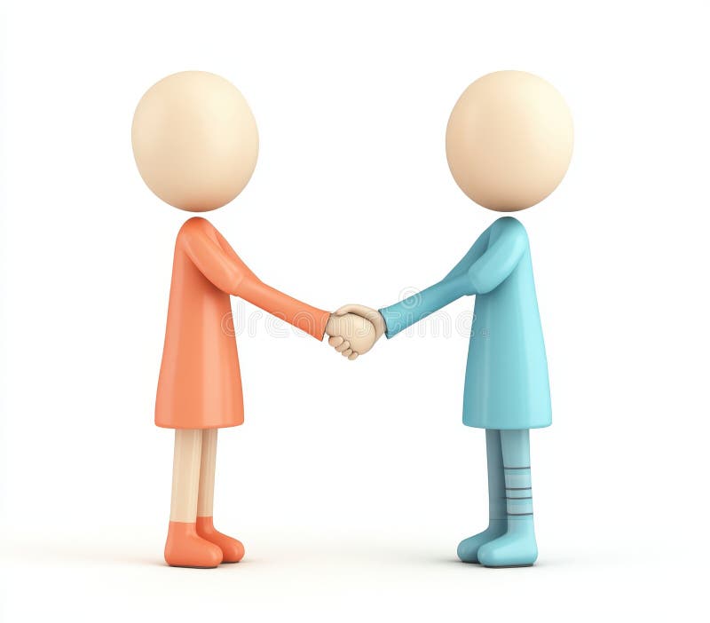 Two Stick Figures are Shaking Hands on a Clean White Background Stock ...