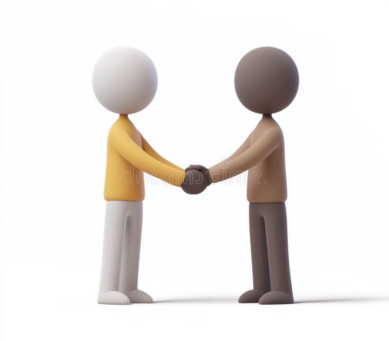 Two Stick Figures are Shaking Hands on a Clean White Background Stock ...