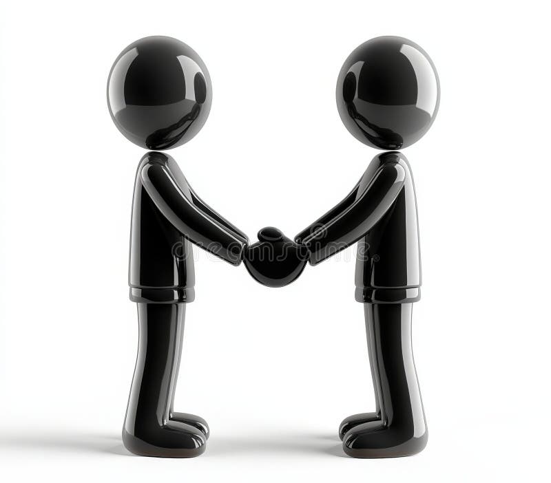 Two Stick Figures are Shaking Hands on a Clean White Background Stock ...