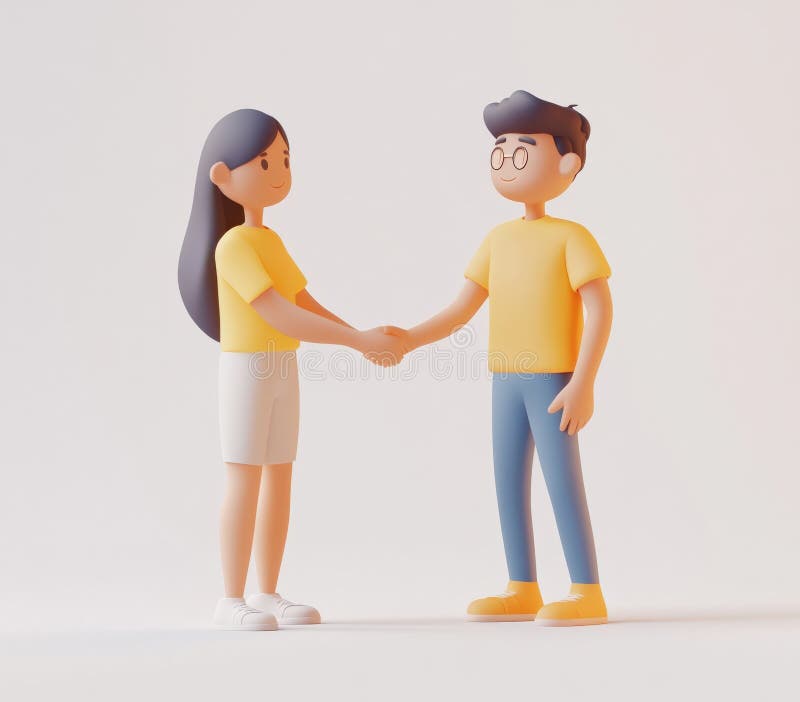 Two Stick Figures are Shaking Hands on a Clean White Background Stock ...