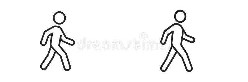 Two Stick Figures Walking in Opposite Directions on a Plain Background ...