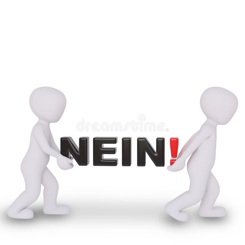 Two Stickman Carry the Letters NEIN Stock Illustration - Illustration ...