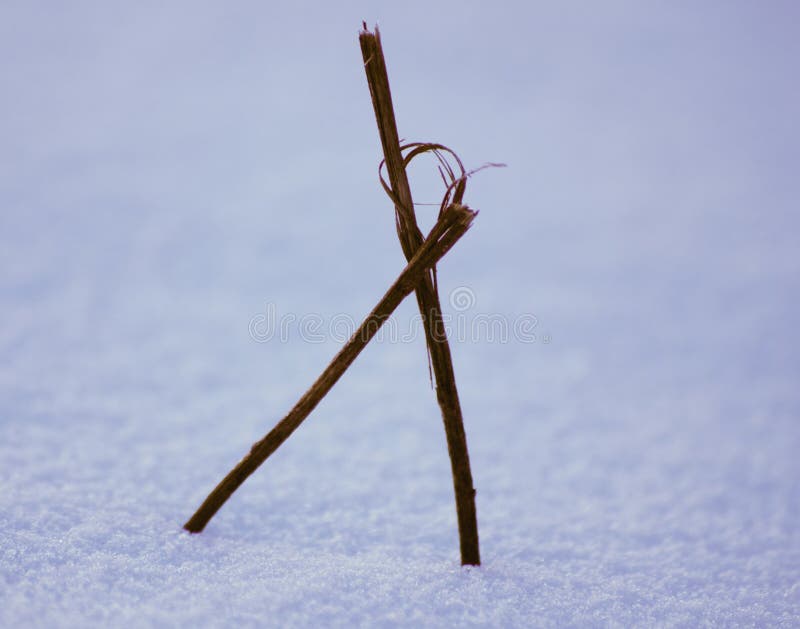 Two sticks in the snow stock image. Image of hike, equipment - 136929047