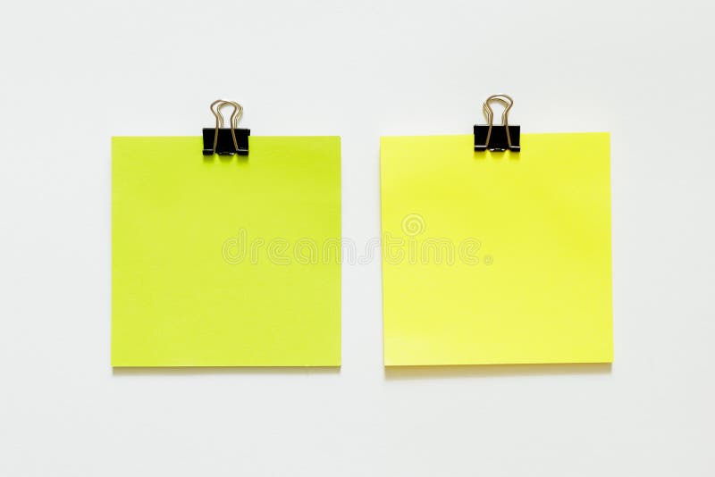 Two Sticky Notes with Paperclips Over White Stock Image - Image of ...