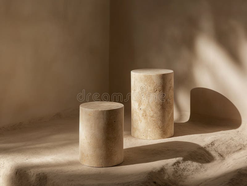 Two Stone Cylinders in Minimalist Setting Stock Photo - Image of design ...