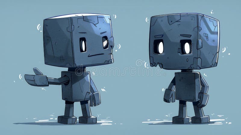 Two Stone Robots stock illustration. Illustration of graphical - 336757553