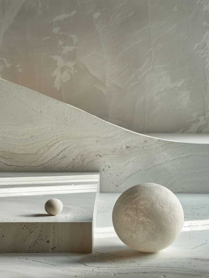 Two Stone Spheres on Geometric Surfaces in a Minimalist Setting. Stock ...